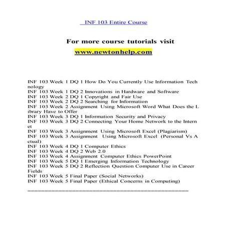 INF 103(ASH) Possible Is Everything/newtonhelp.com