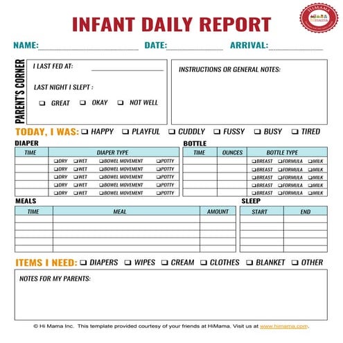 Infant Daily Sheet | PDF