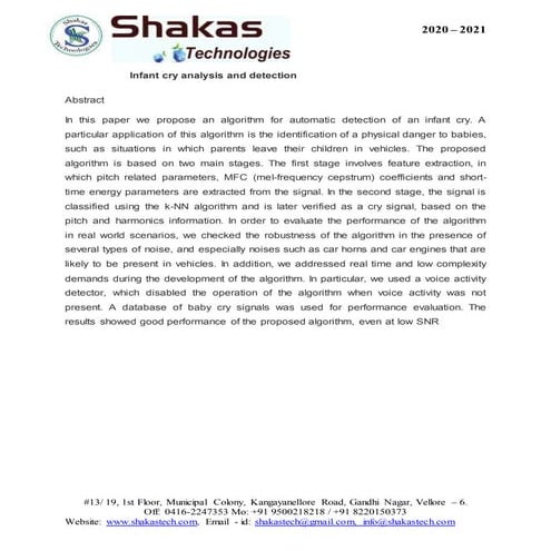 Infant cry analysis and detection | DOCX