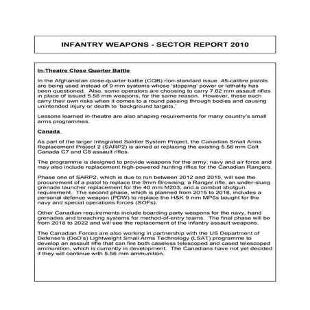 Infantry Weapons Sector Report 2010 | PDF