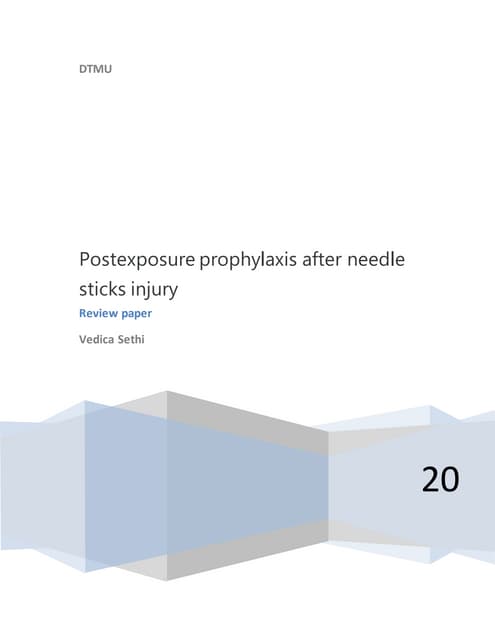 Needle stick sharps injury and its post exposure prophylaxis management ...