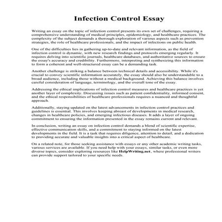Infection Control Essay | PDF