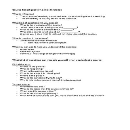 Sec 3 Social Studies SBQ Skill: Inferences notes | DOCX