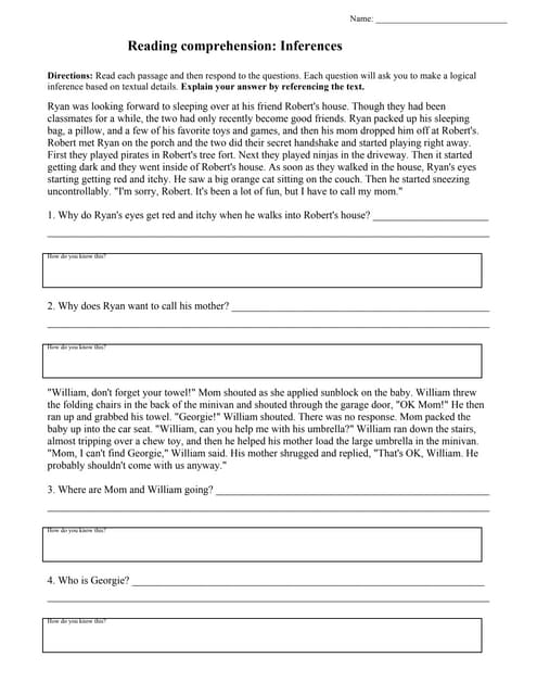 Inferences worksheet-2 | PDF