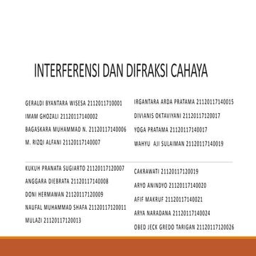 Inferensi dan difraksi cahaya | PPTX