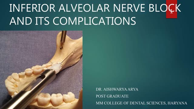 Mandibular Anesthesia Inferior Alveolar Nerve Block Pptx