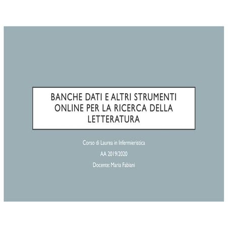 Banche dati e strumenti online per la ricerca della letteratura ...