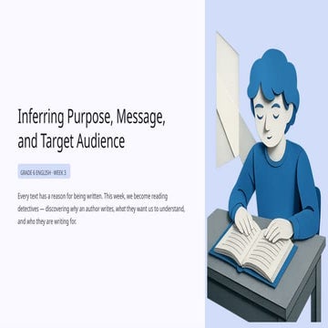 Inferring Author's Purpose, Message, and Audience in Grade 6 English | PPTX