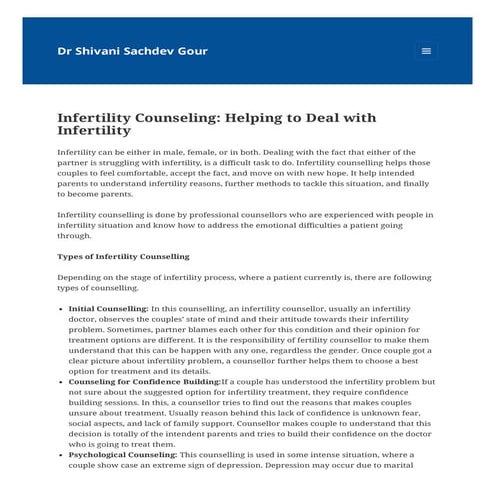 Infertility counselling helping to deal with infertility | PDF