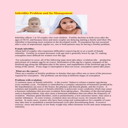 Infertility problem and Fertility management | PDF