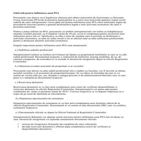 Infiintare pfa | DOC