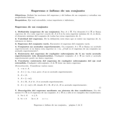 Infimo y supremo | PDF