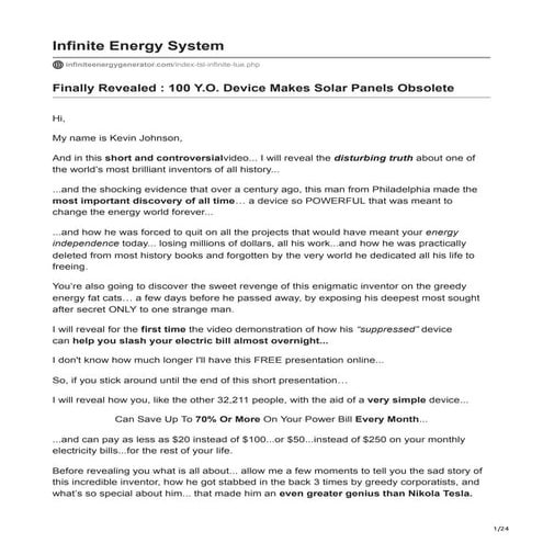 Finally Revealed : 100 Y.O. Device Makes Solar Panels Obsolete. | PDF