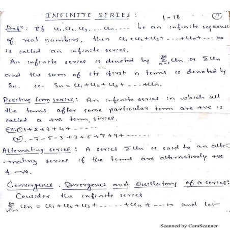 Infinite series notes | PDF