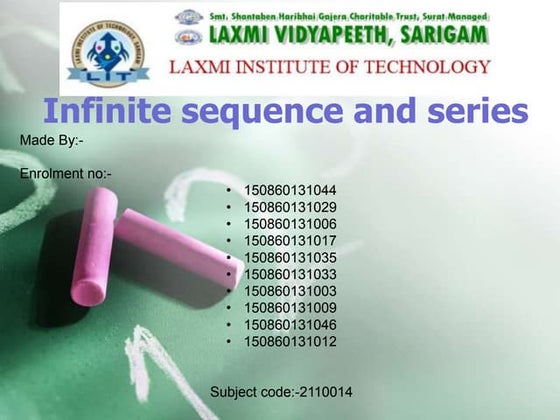 Infinite sequence & series 1st lecture | PPTX | Physics | Science