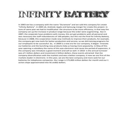 Infinity batteries | PDF