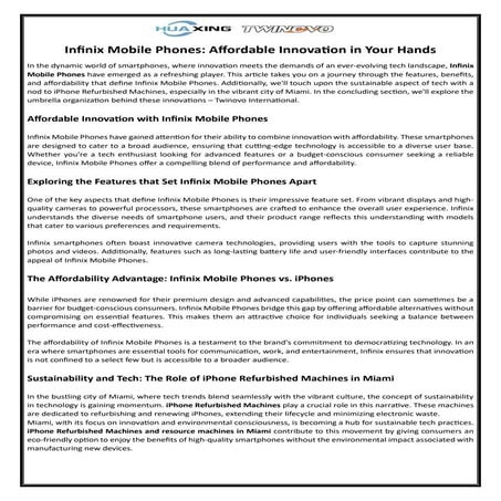 Infinix Mobile Phones Affordable Innovation in Your Hands | PDF ...