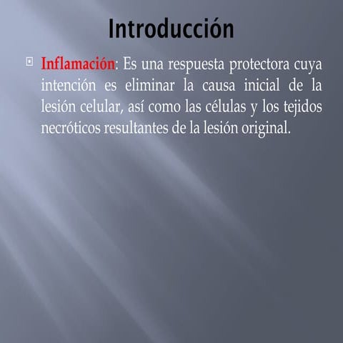 CASCADA DE INFLAMACION EN RESPUESTA .... | PPTX