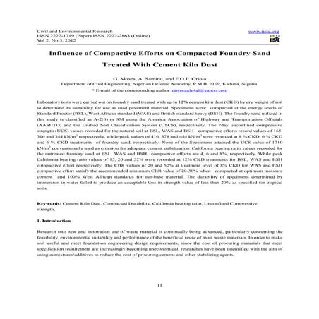 Influence of compactive efforts on compacted foundry sand treated with ...