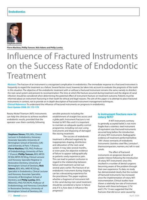 Management of fractured endodontic instruments in root canal | PPT