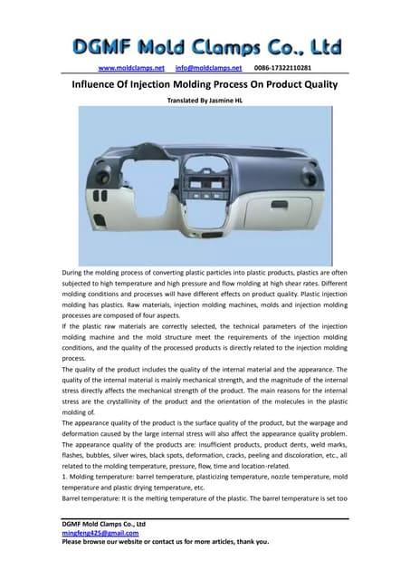 Explaining injection molding with physics knowledge -dgmf mold clamps ...