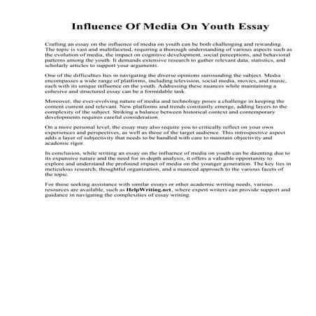 Influence Of Media On Youth Essay.pdfInfluence Of Media On Youth Essay ...