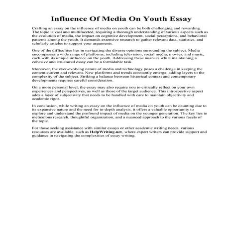Influence Of Media On Youth Essay. Media impact on teenager essay 150 ...