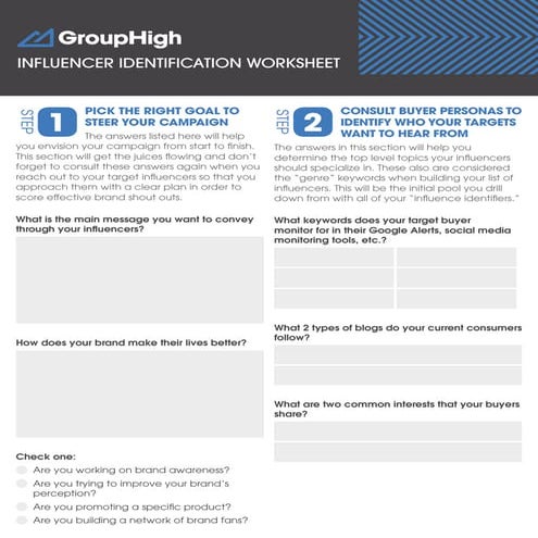 Influencer worksheet | PDF