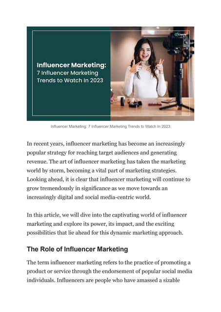 Influencer Marekting Trends- Where the creator economy is going in in 2024 | PDF