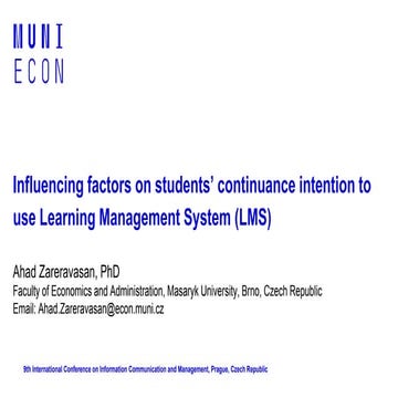 Influencing factors on students' continuance intention to use lms | PPT