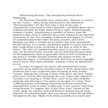 Influencing History The Deceptions Behind News Reporting Sir Docx