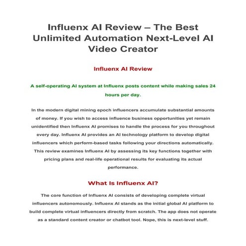 Influenx AI Review – The Best Unlimited Automation Next-Level AI Video ...