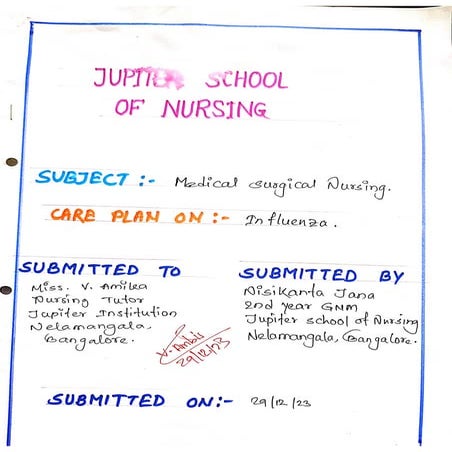 Nursing Care plan for Influeza/Medical surgical nursing | PDF