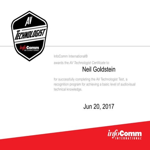 Infocomm Recognised AV Technologist | PDF