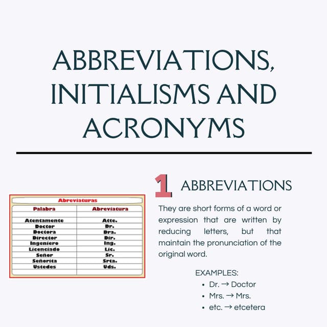 Abbreviations, initialisms and acronyms. | PDF
