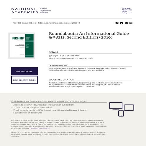 NCHRP Report 672 Roundabouts: An Informational Guide | PDF