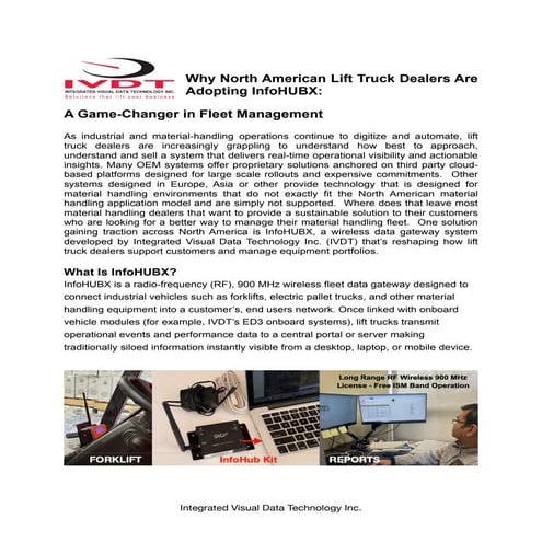 InfoHUBX:Material Handling Fleet Management System for North American ...