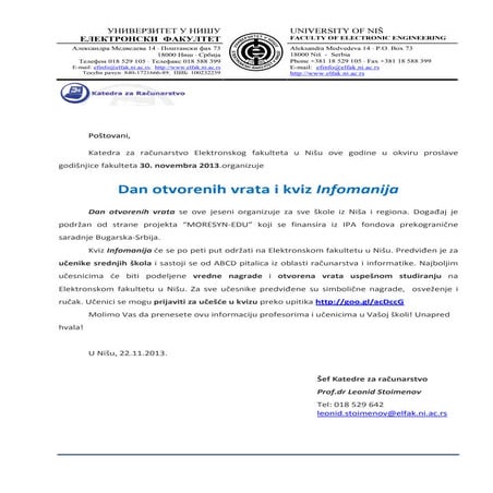 Infomanija2013 dopis | PDF
