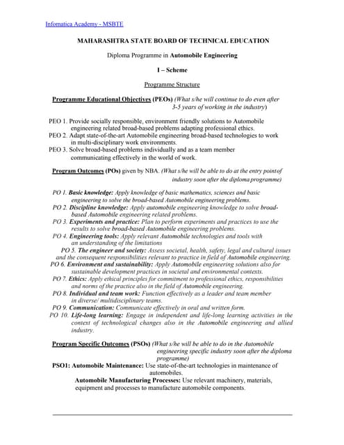 MSBTE K SCHEME CURRICULUM | PDF