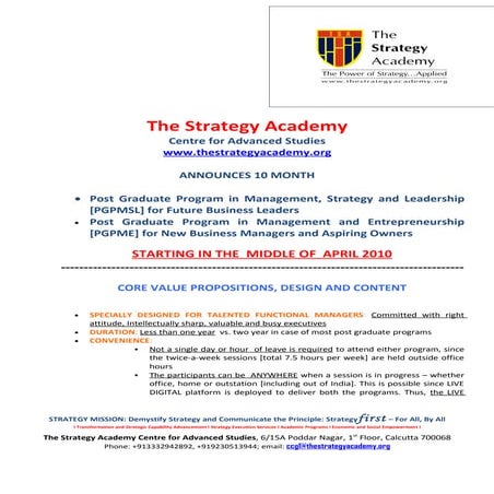 INNOVATIVE POST GRADUATE PROGRAMS FOR WORKING NON-PGDMs/MBAS | DOC