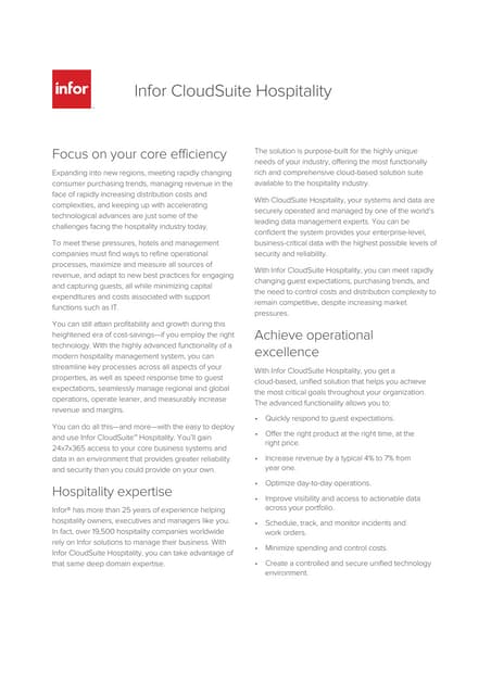 Infor Hospitality - Enterprise Solutions | PDF