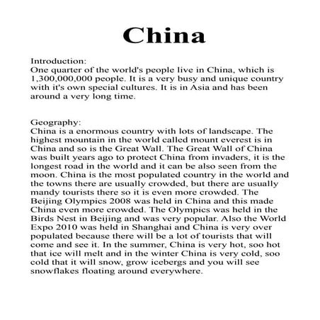 Info report on china | ODT