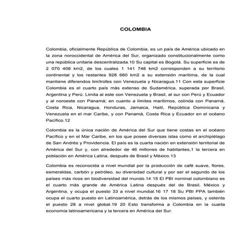 Información general de colombia. | DOCX