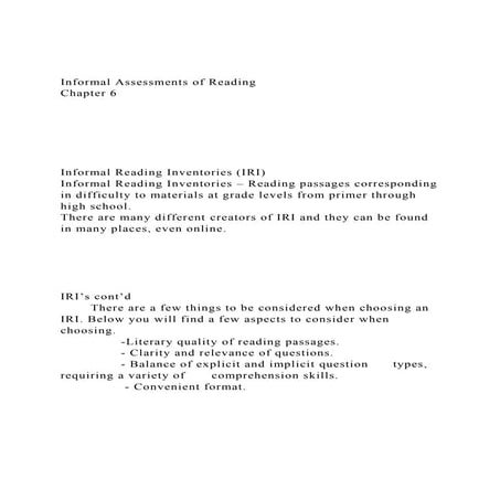 The Informal Reading Inventory | PPSX