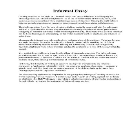 Informal Essay | PDF