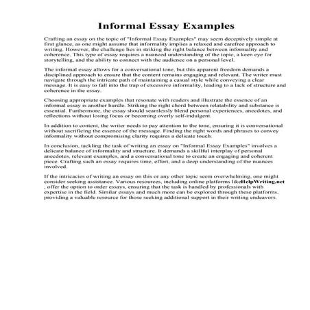 Informal Essay Examples. Informal Interview Essay Interview Essays Free ...