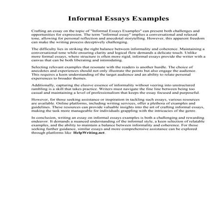 Informal Essays Examples | PDF