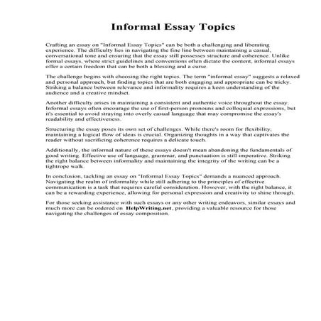 Informal Essays Examples | PDF