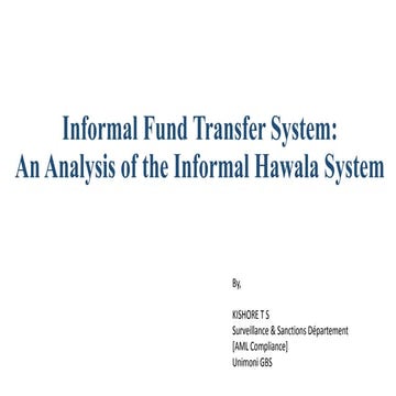 Informal fund transfer system; an analysis of the informal hawala ...