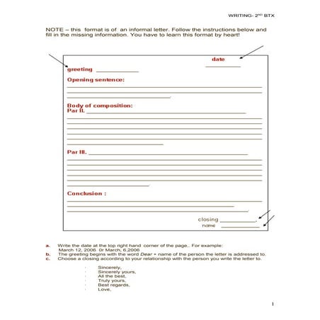 Informal letter format | DOC